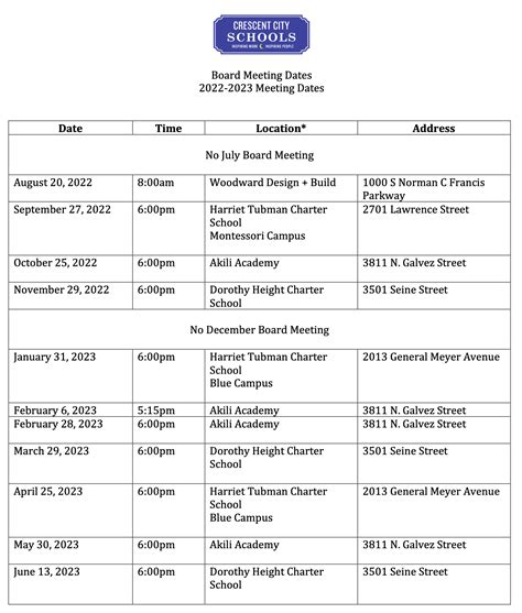 Ccs Board Meeting Schedule V Crescent City Schools