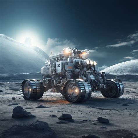 A Robot Car Rover On The Moon Generative Ai Stock Illustration