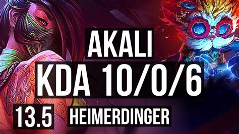 AKALI Vs HEIMER MID 10 0 6 Legendary 400 Games 900K Mastery