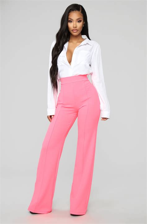 Victoria High Waisted Dress Pants Neon Pink Fashion Nova