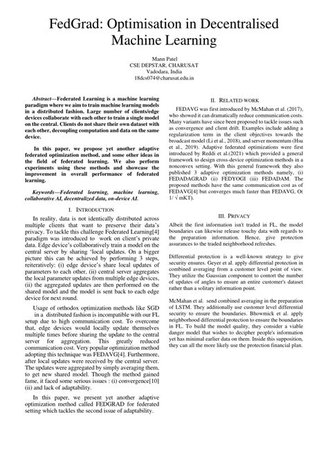 pdf fedgrad optimisation in decentralised machine learning