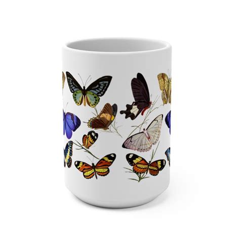Butterfly Mug Ceramic Butterfly Mug Colorful Butterfly T Etsy