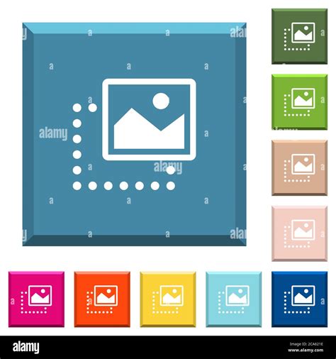 Drag Image To Top Right White Icons On Edged Square Buttons In Various