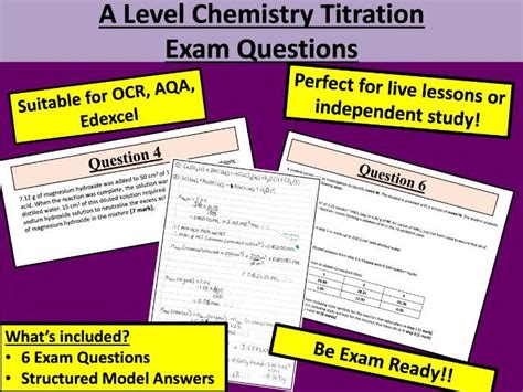 A Level Chemistry Titration Calculations Teaching Resources