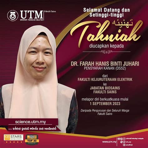 Welcome On Board Dr Farah Hanis Binti Juhari Faculty Of Science