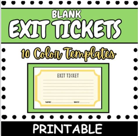 Exit Ticket Exit Slip Template 10 Colors