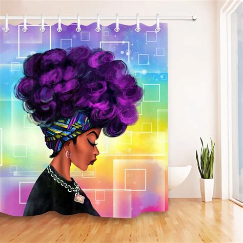 Retro American African Tradition Modern Afro Women Shower Curtain
