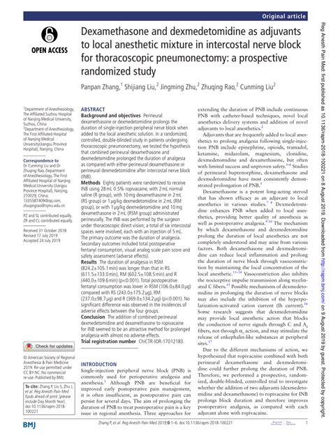 Pdf Dexamethasone And Dexmedetomidine As Adjuvants To Local