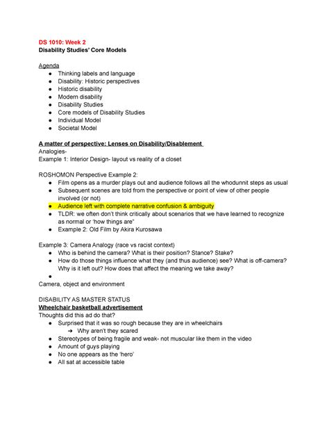 ds 1010 week 2 lecture 2 week notes ds 1010 week 2 disability