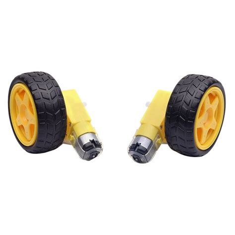 2pcs Plastic Tire Wheel With Gear Motor Dual Shaft For Smart Car Robot