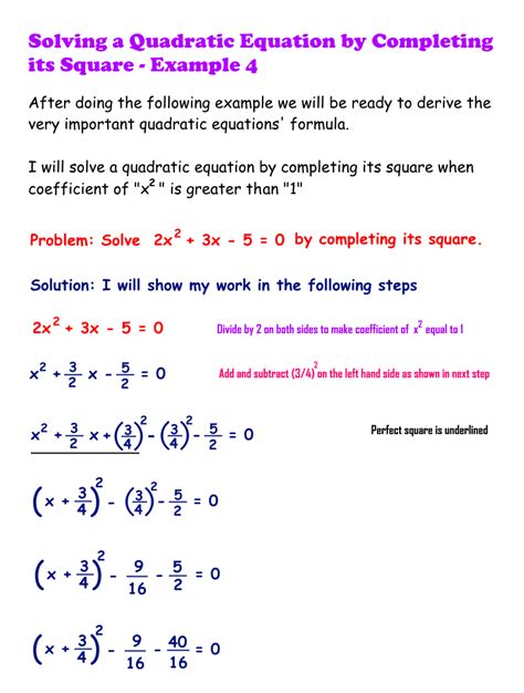 Completing The Square Formula