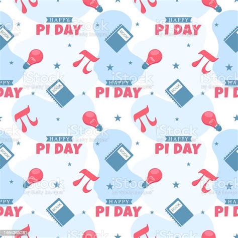 Pi Day 원활한 패턴 디자인 수학 상수 또는 템플릿에 구운 파이 손으로 그린 만화 평면 그림 Pi Day에 대한 스톡 벡터