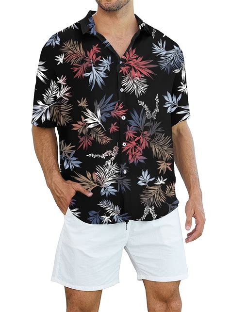 Wespornow Mens Hawaiian Shirts Short Sleeve Floral Beach Button Down