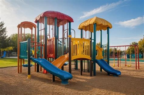 Premium Photo Colorful Playground With Slides And Swings