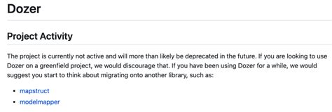 Java 卧槽！dozer 宣布停止维护，不要再用了。。 个人文章 Segmentfault 思否