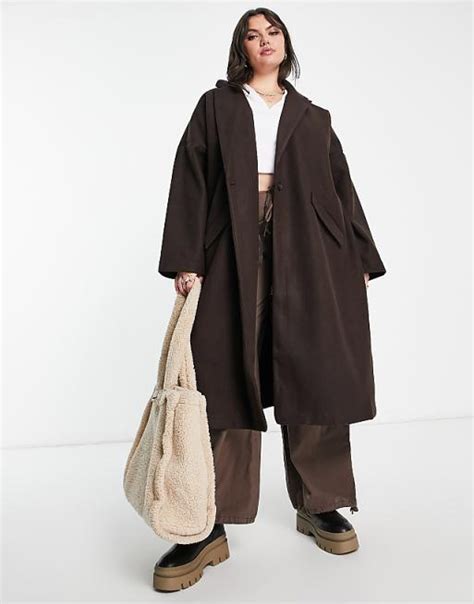Only Curve Manteau Long Chocolat Asos