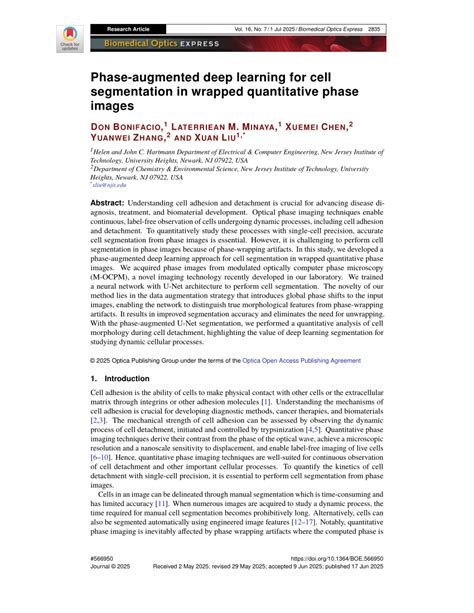 pdf phase augmented deep learning for cell segmentation in wrapped