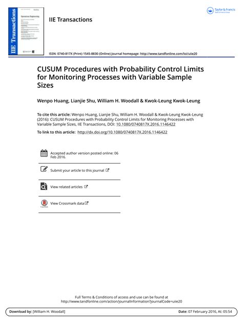 (PDF) CUSUM Procedures with Probability Control Limits for Monitoring ...