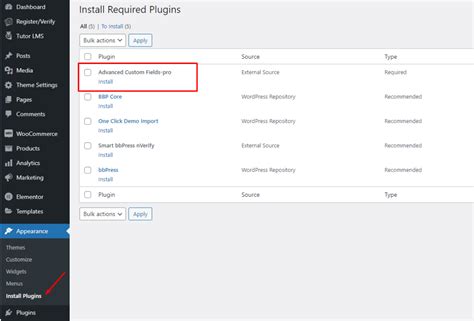 update advanced custom fields pro plugin