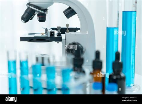 Scientist Analyze Biochemical Samples In Advanced Scientific Laboratory Medical Professional