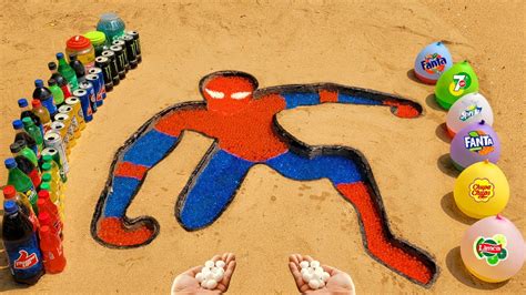 How To Make Rainbow Spiderman With Orbeez Big Coca Cola Fanta Monster Popular Sodas Vs