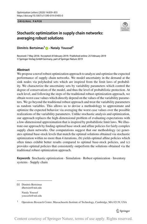 Stochastic Optimization In Supply Chain Networks Averaging Robust