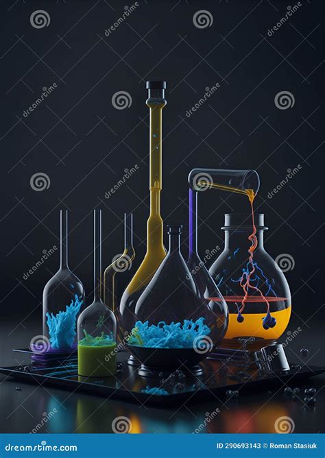 Chemical Synthesis Setup With Colorful Liquids Flowing Through