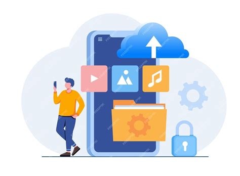 Premium Vector Cloud System File Download Database Protection Concept Data Center File