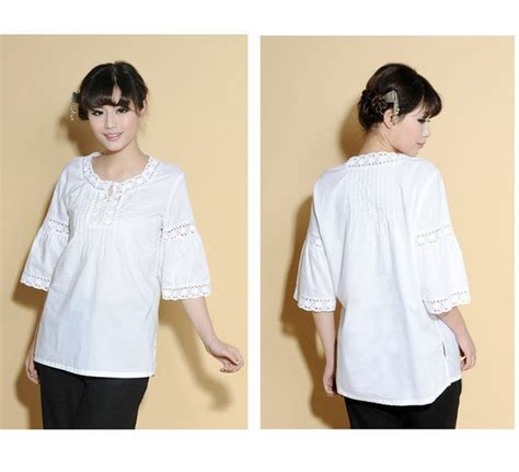 Lace Hem Blouse With Mid Length Sleeves Colors RAMIES Etsy