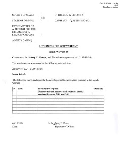 Returns For Search Warrant 25 45 Download Free Pdf Search Warrant