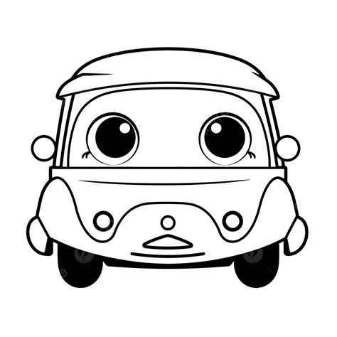 Coloring Pages Of Car Cartoon Kawaii Outline Sketch Drawing Vector Car