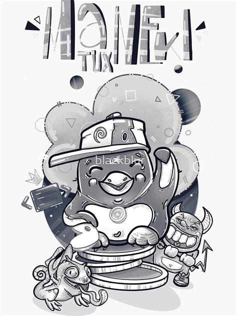 Maneki Tux Monochrome Version Sticker For Sale By Blackblur Redbubble