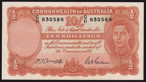 Australian Banknotes Australia Pre Decimal Notes 10 Armitage