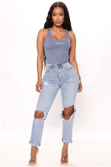 Tabloid Starlet Ripped Mom Jeans Light Blue Wash Fashion Nova Jeans Fashion Nova