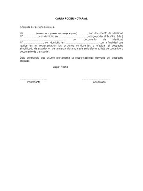 Poder Notarial Ejemplo Pdf Derecho
