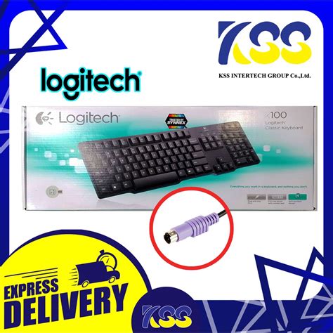 Logitech K100 คีย์บอร์ด Ps 2 คีย์บอร์ดหัวกลม รุ่นเก่า Ps 2 Keyboard Logitech K100 Black ประกัน