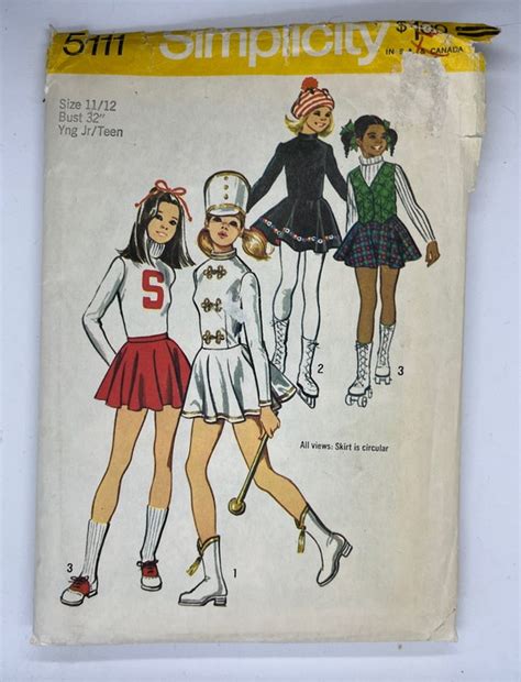 Simplicity 5111 1972 Teens Cheerleader Majorette And Etsy