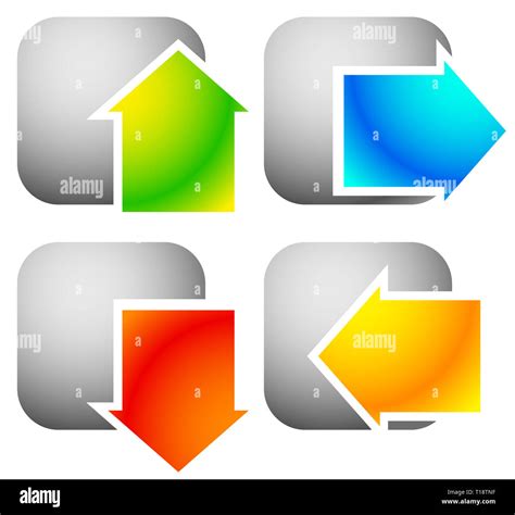 Colorful Bold Arrow Icons Arrows Pointing To Every Direction Left Right Up Down Arrows