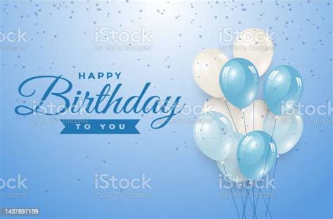 생일 풍선 벡터 배경 디자인 생일 축하 인사말 카드 디자인에 대한 풍선과 색종이 장식 요소와 텍스트를 당신에게 생일 축하합니다 3차원 형태에 대한 스톡 벡터 아트 및 기타