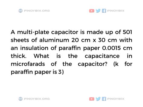Solution What Is The Capacitance In Microfarads Of The Capacitor