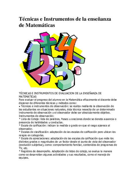 doc técnicas e instrumentos de la enseñanza de matemáticas