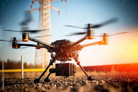 Drone Control High Voltage Electrical Lines Camera Thermal Analysis Of