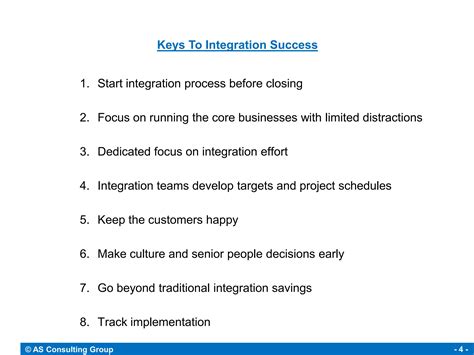 Post Merger Integration Keys To Success Pptx
