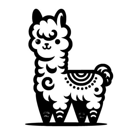 Cute Cartoon Llama In Black And White Art 65398864 Vector Art At Vecteezy