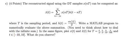Solved Exercise Sampling Consider The Ct Signals Xt