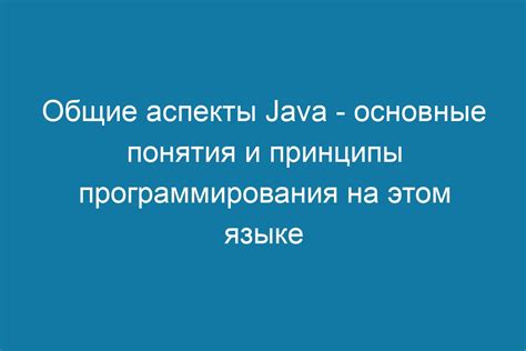 Основные аспекты Java понятия и принципы программирования