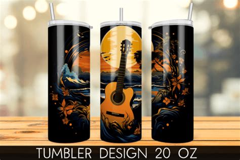 Acoustic Guitar Flower 20oz Tumbler Wrap Graphic By Mragjaza · Creative
