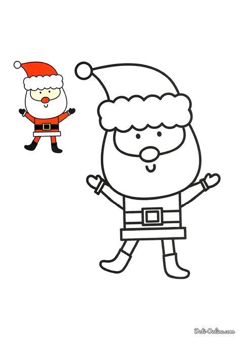 Раскраска Смешной Санта с цветным образцом распечатать или скачать