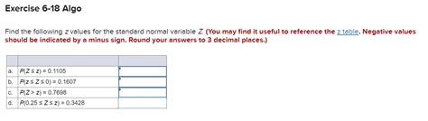 Solved Exercise 6 18 ﻿algofind The Following Z ﻿values For