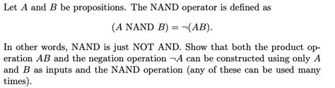 solved let a and b be propositions the nand operator is